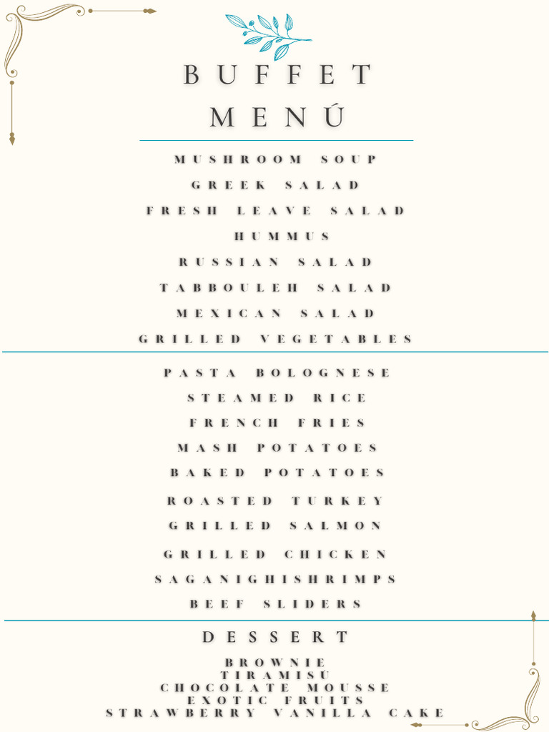 Buffet Menu PDF | PDF
