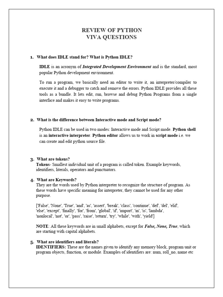 Viva Questions Class 12 Pdf Control Flow Parameter Computer Programming
