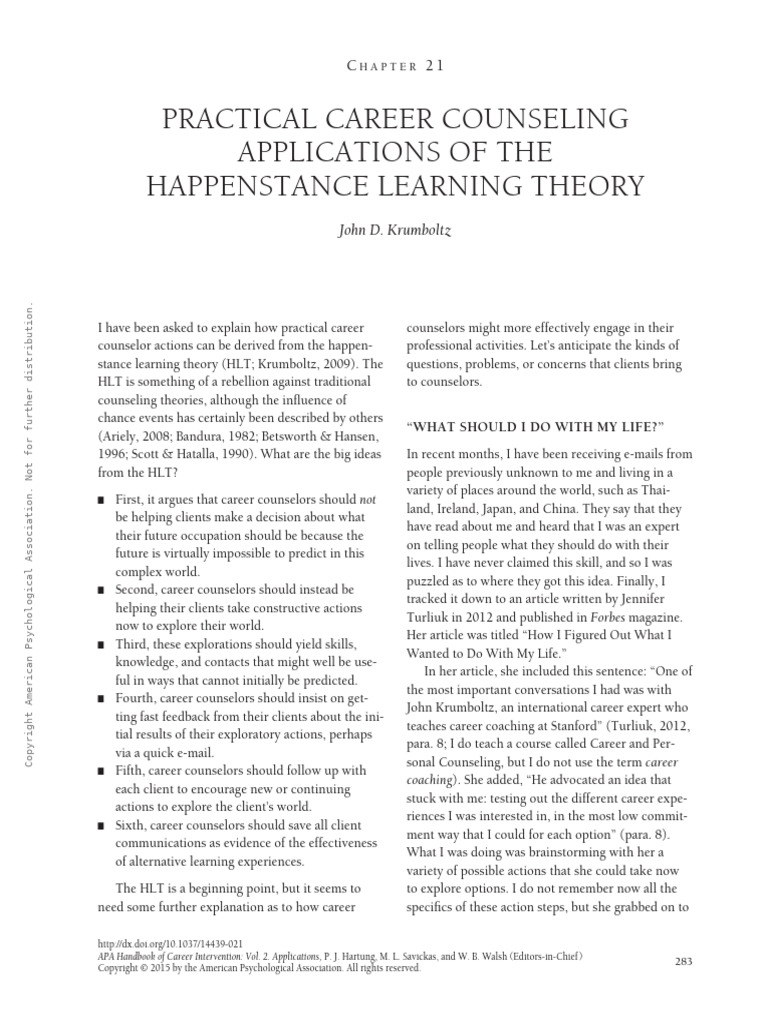 Happenstance | PDF | School Counselor | Learning Theory (Education) Happenstance | PDF | School Counselor | Learning Theory (Education)