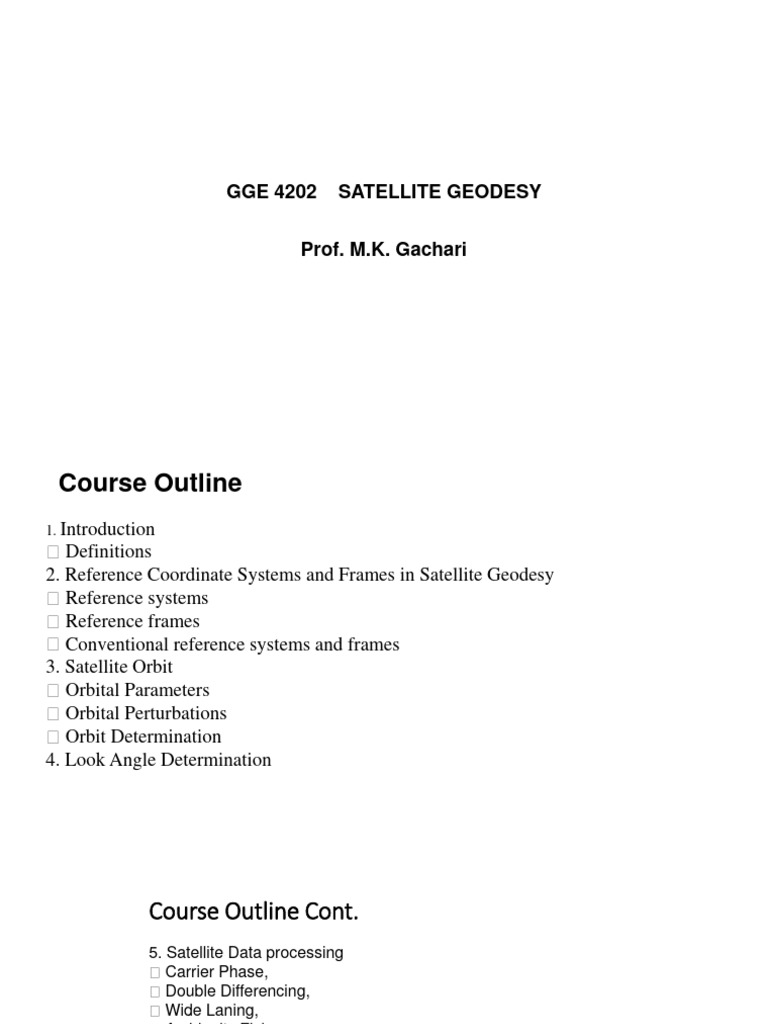 Satellite Geodesy Course Guide | PDF | Geodesy | General Relativity