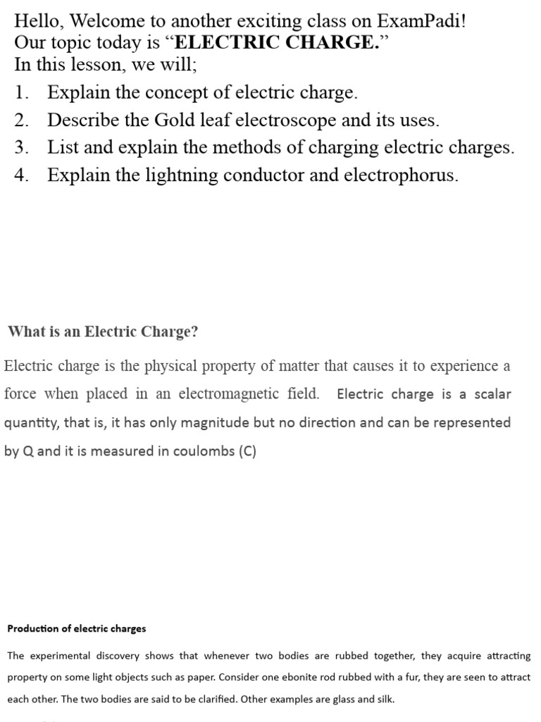 Electric Charges Physics SSS 1 | PDF | Electric Charge | Electricity