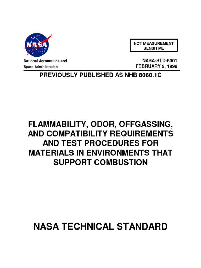 NASA-STD-6001: Material Safety Standards | PDF | Combustion | Liquid Oxygen