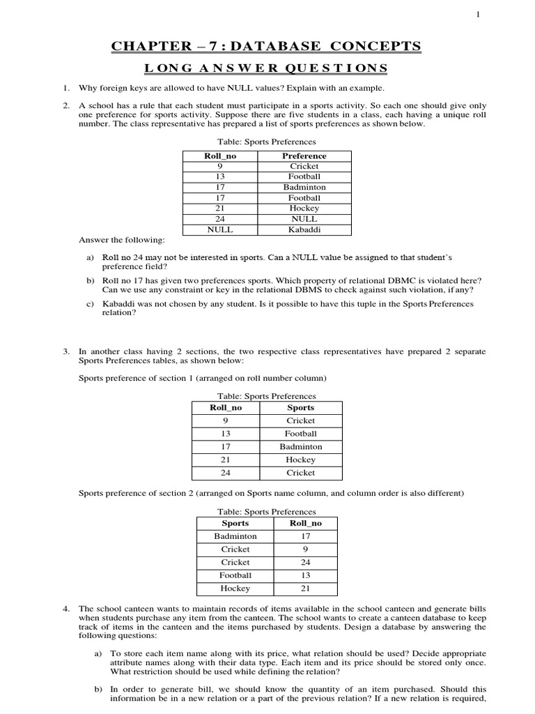 Chapter 7 - Database Concepts LA | PDF | Relational Model | Software Design