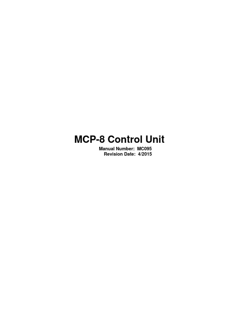 Manual - MCP 8 Control Unit - en | PDF | Safety | Fires