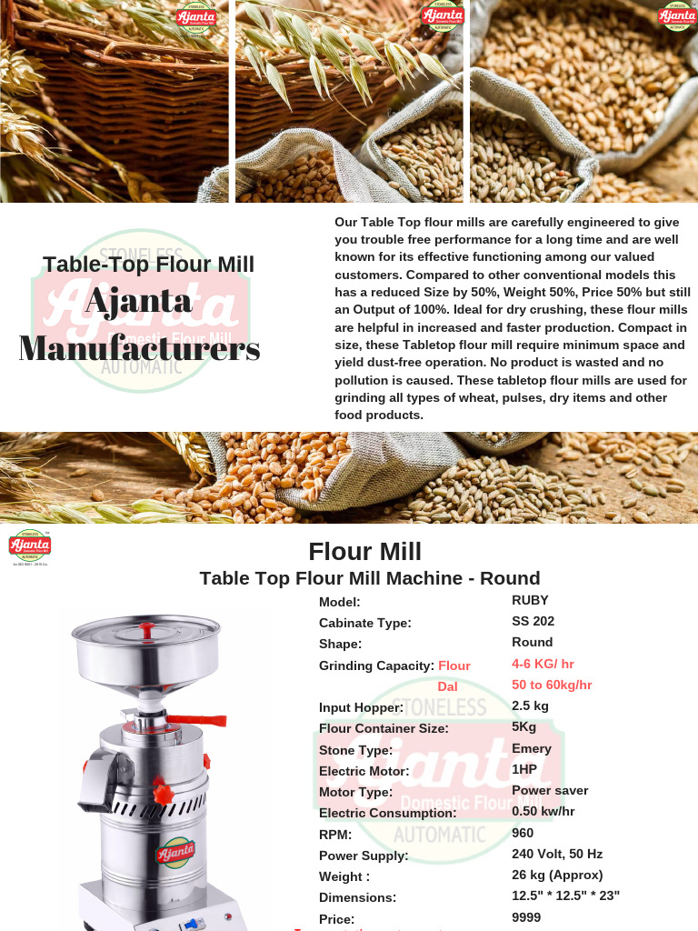 Table top machine F 161 | PDF | Mill (Grinding) | Flour