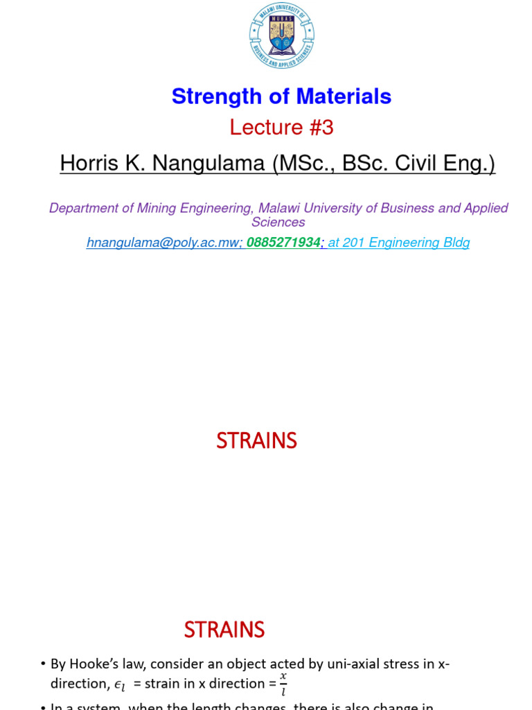 Lecture #3 STM | PDF | Young's Modulus | Elasticity (Physics)