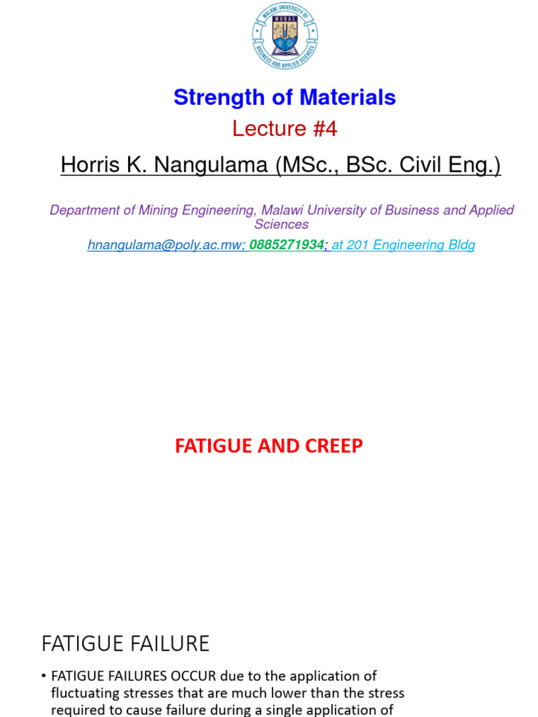 Lecture #4 STR | PDF | Fatigue (Material) | Fracture