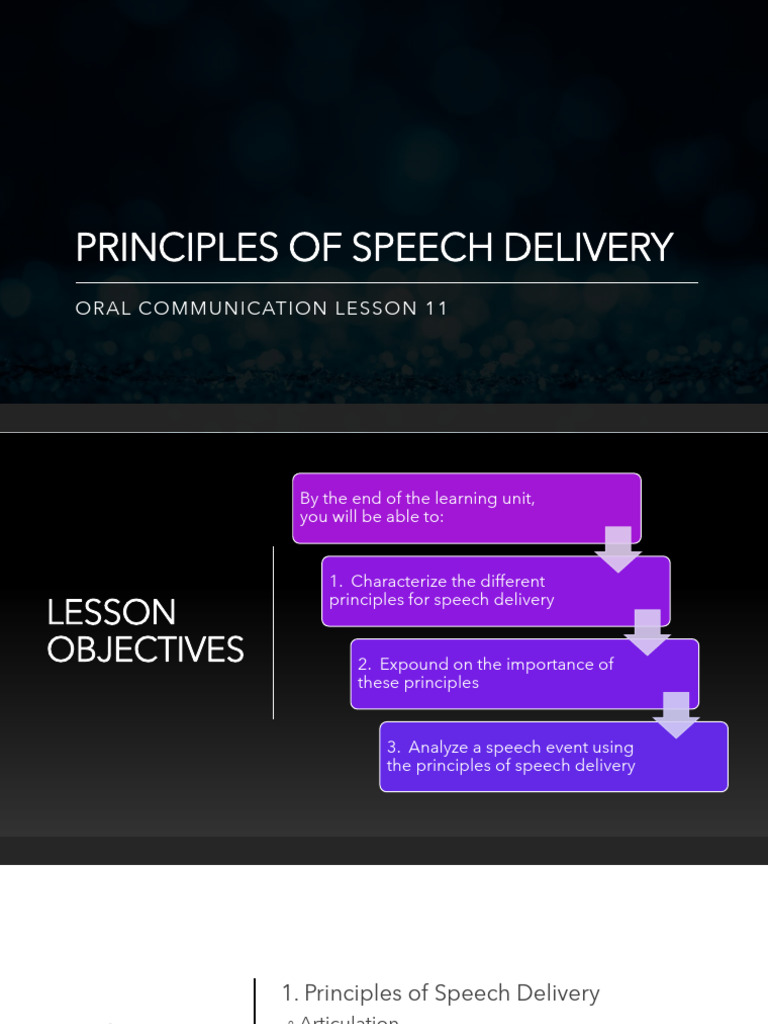 Lesson 11 - Principles of Speech Delivery | PDF | Speech | Gesture
