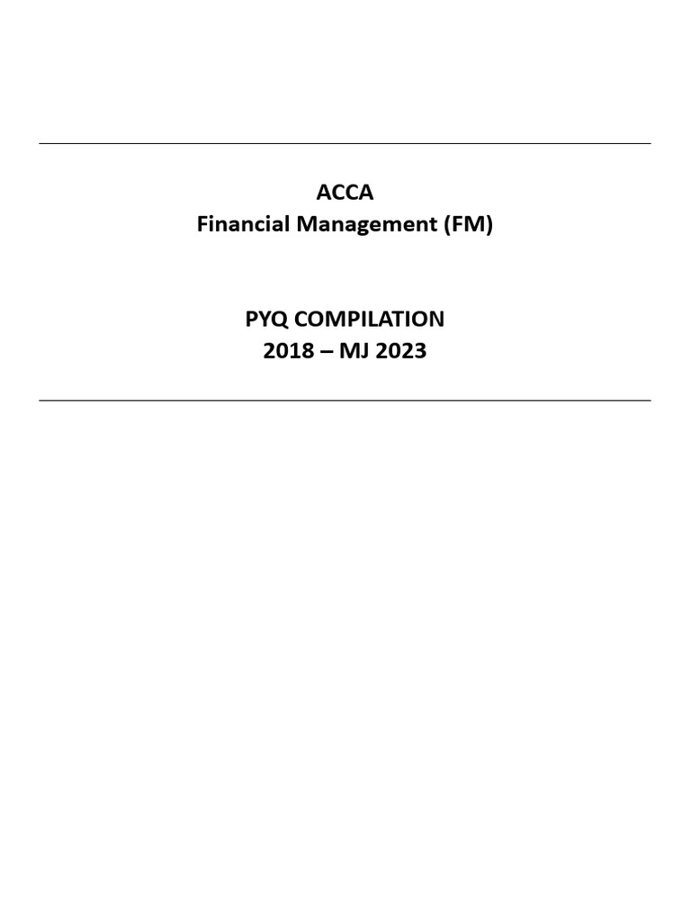 FM PYQs Compilation - Jan-Dec2023 | PDF | Net Present Value | Discounted Cash Flow