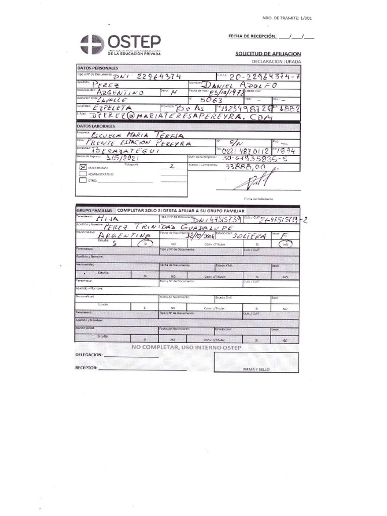 Planilla OSTEP | PDF