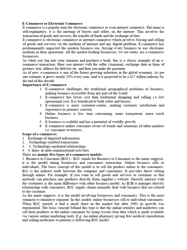 E Commerce | PDF | E Commerce | Market Access