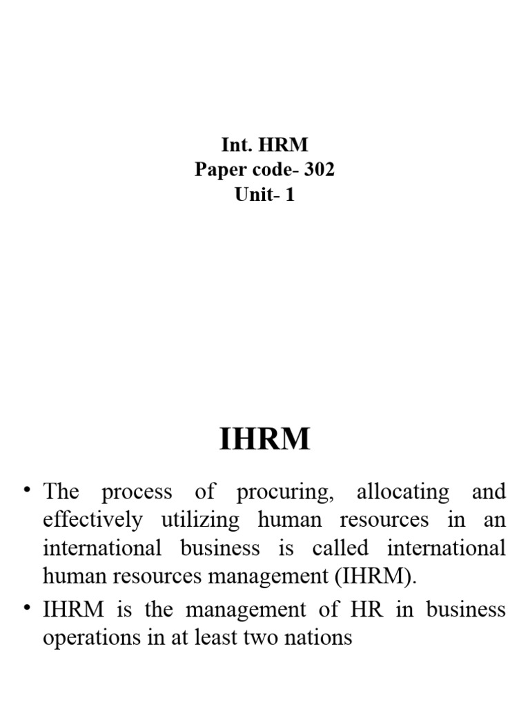 IHRM | PDF | Human Resource Management | Human Resources