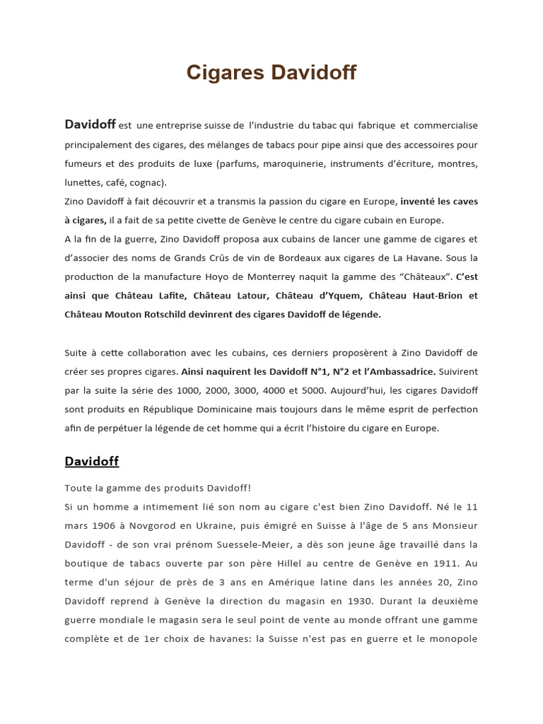 Cigares Davidoff | PDF | Cigare | Tabac