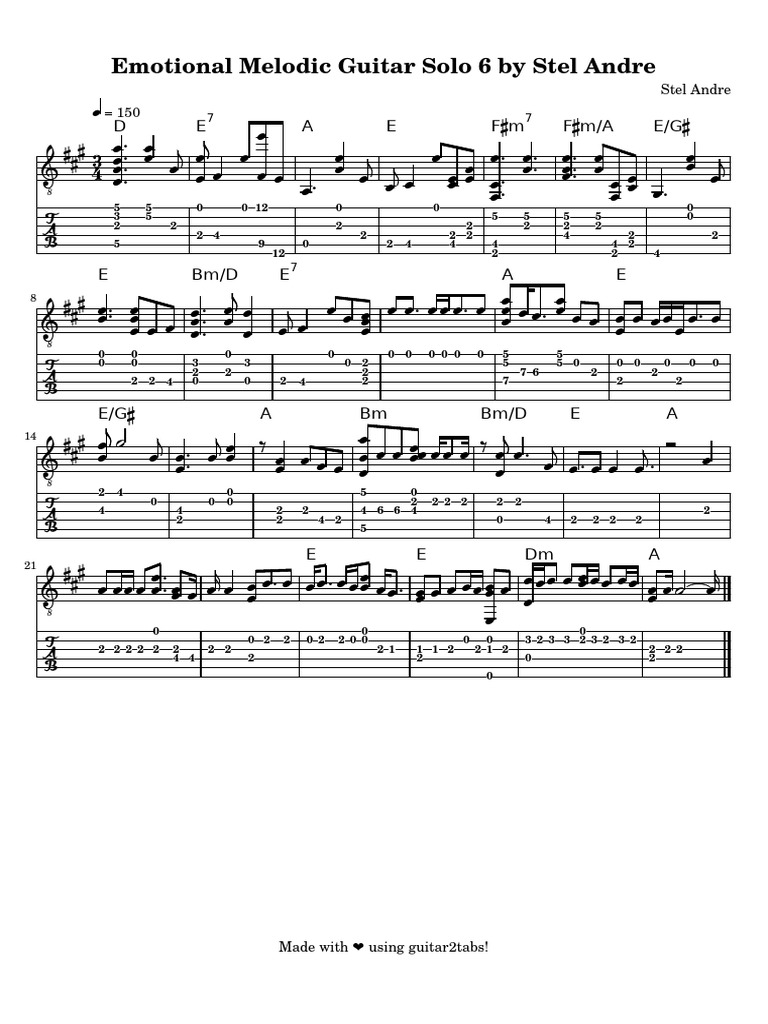 Emotional Melodic Guitar Solo 6 by Stel Andre | PDF