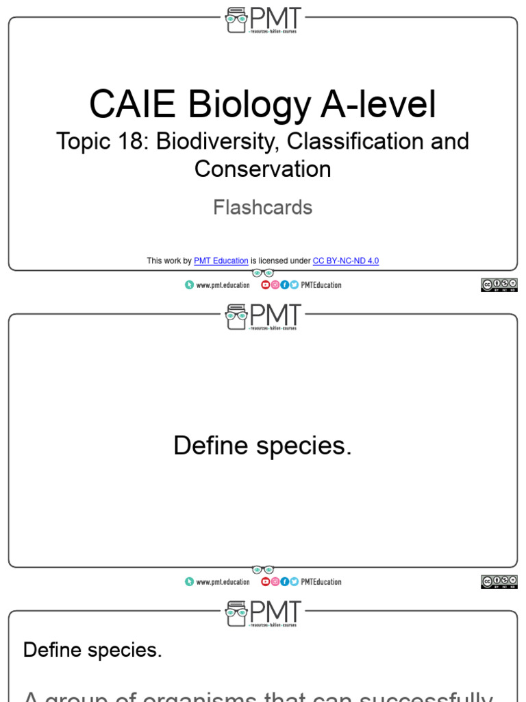 Flashcards - Topic 18 Biodiversity, Classification and Conservation ...