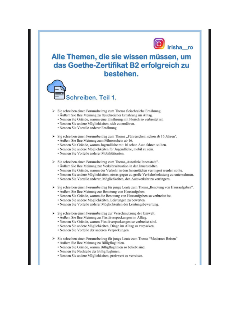 Gothe B2 - Schreiben Themen | PDF