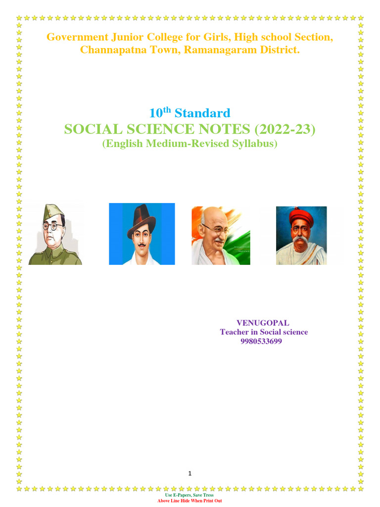 10th STD Social Science Notes Eng Version by Venugopal | PDF | British Raj