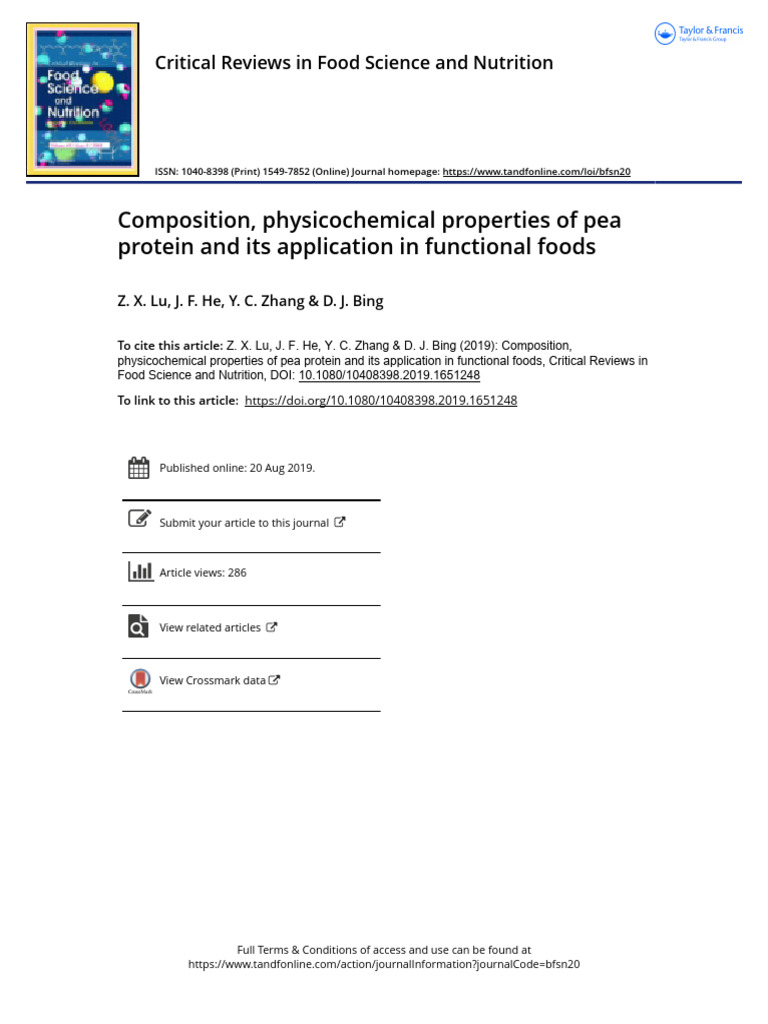 Composition, physicochemical properties of pea protein and its application in functional foods ...