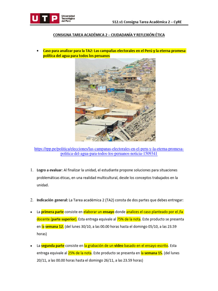 S12.s1 Consigna Tarea Académica 2 CYRE AGOSTO 2023 | PDF | Ensayos