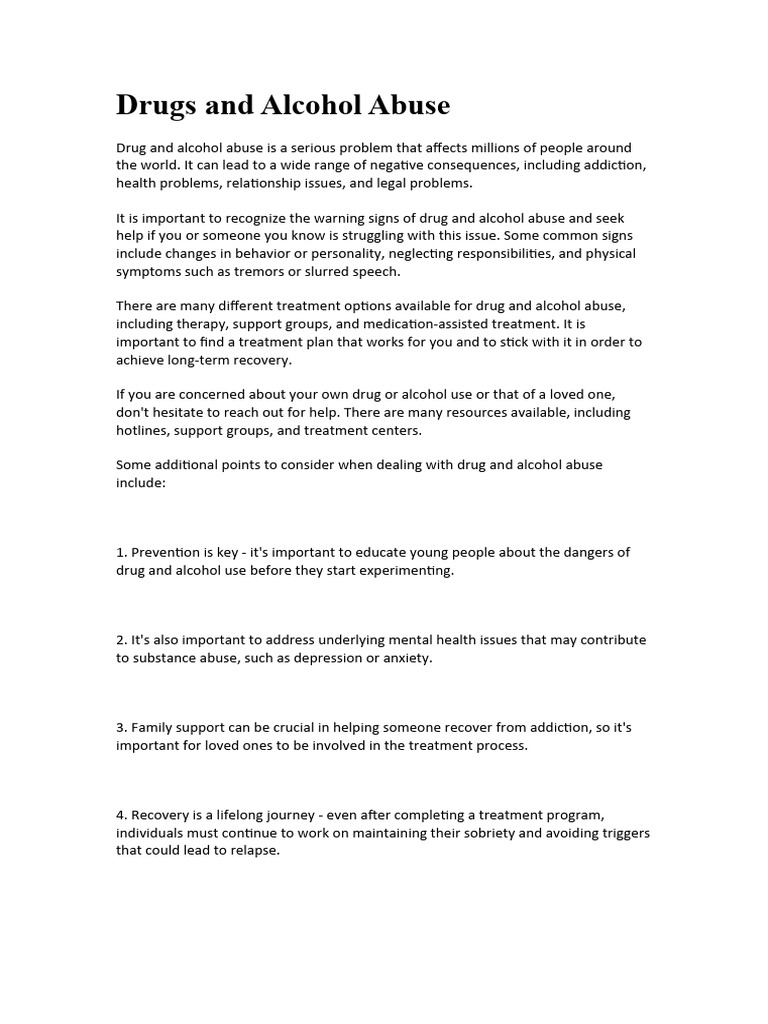 Drugs and Alcohol Abuse | PDF | Substance Abuse | Addiction