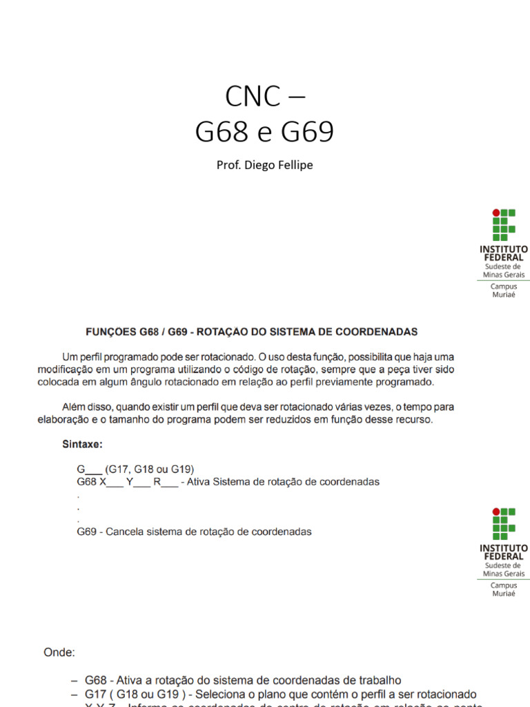 Comandos G68 e G69 na Programação CNC | PDF | Computadores