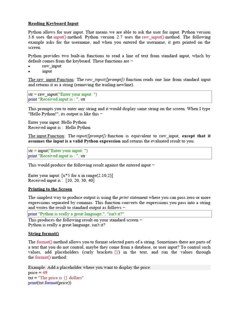 81 User Input Output Modified Pdf Python Programming Language 4599