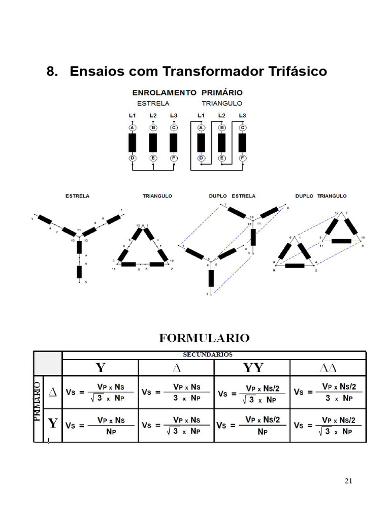 Ensaios Transformador Trifasico | PDF | Transformador | Potência (Física)