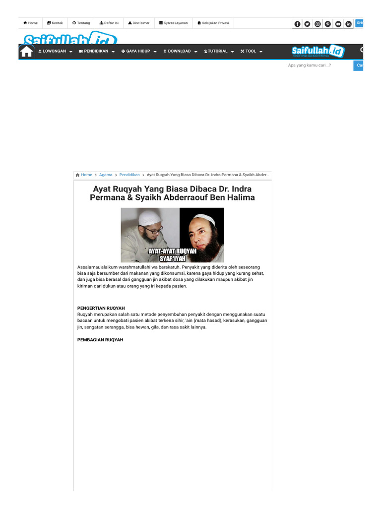 Ayat Ruqyah Yang Biasa Dibaca Dr. Indra Permana & Syaikh Abderraouf Ben Halima - Saifullah - Id ...
