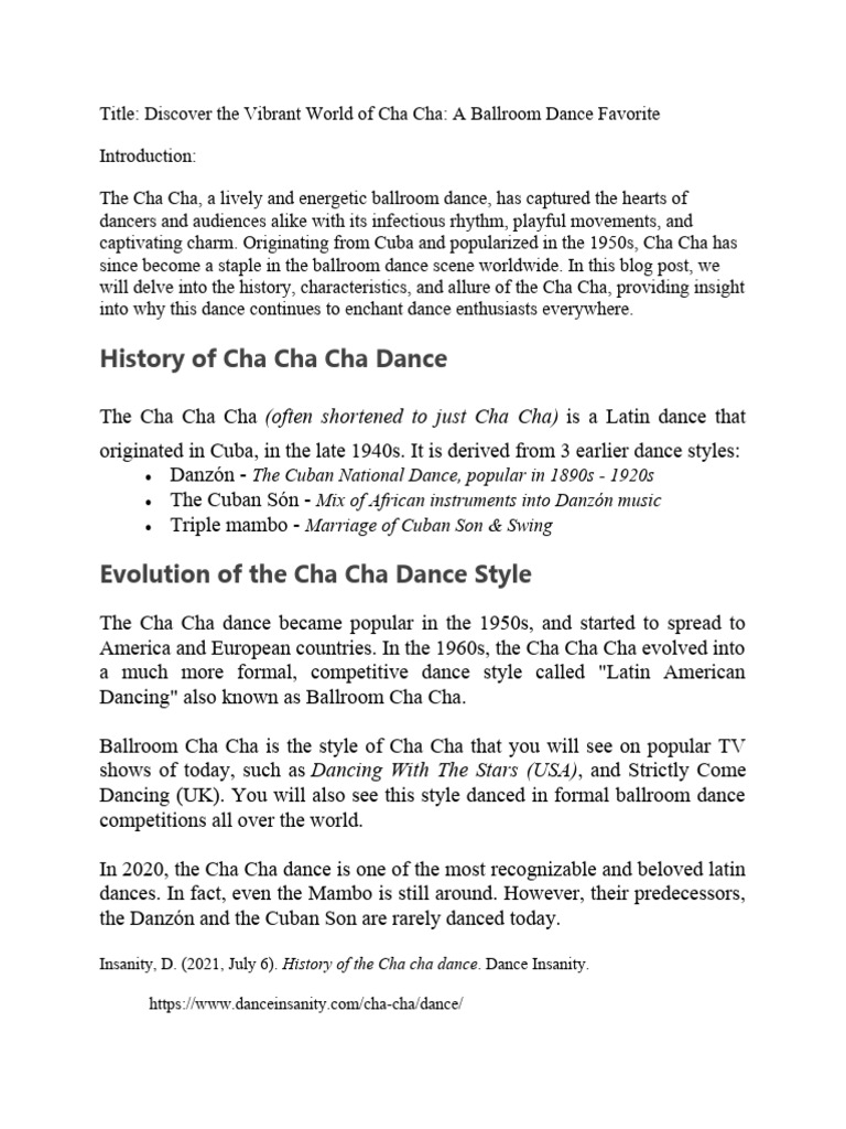 CHA CHA | PDF | Cuban Music | Performing Arts