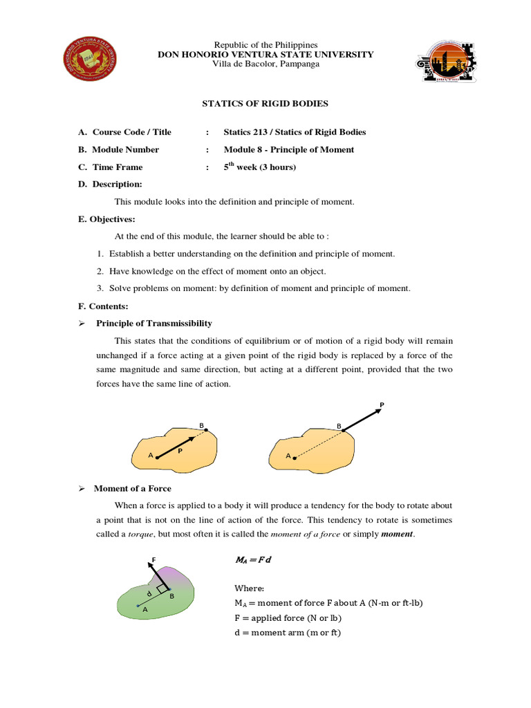 Statics Module 8 | PDF | Torque | Force