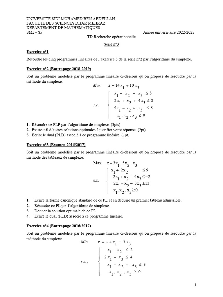 Résolution de programmes linéaires par simplexe | PDF | Optimisation linéaire | Informatique ...