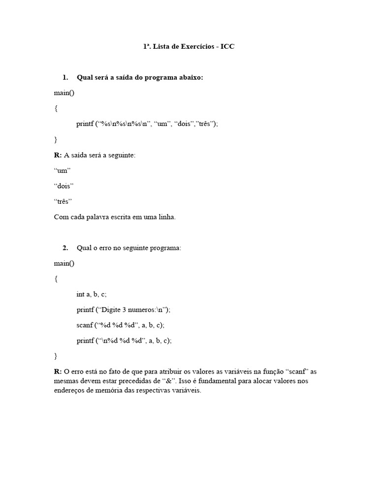 Lista 1 Exerc Icc | PDF | Triângulo | Carro