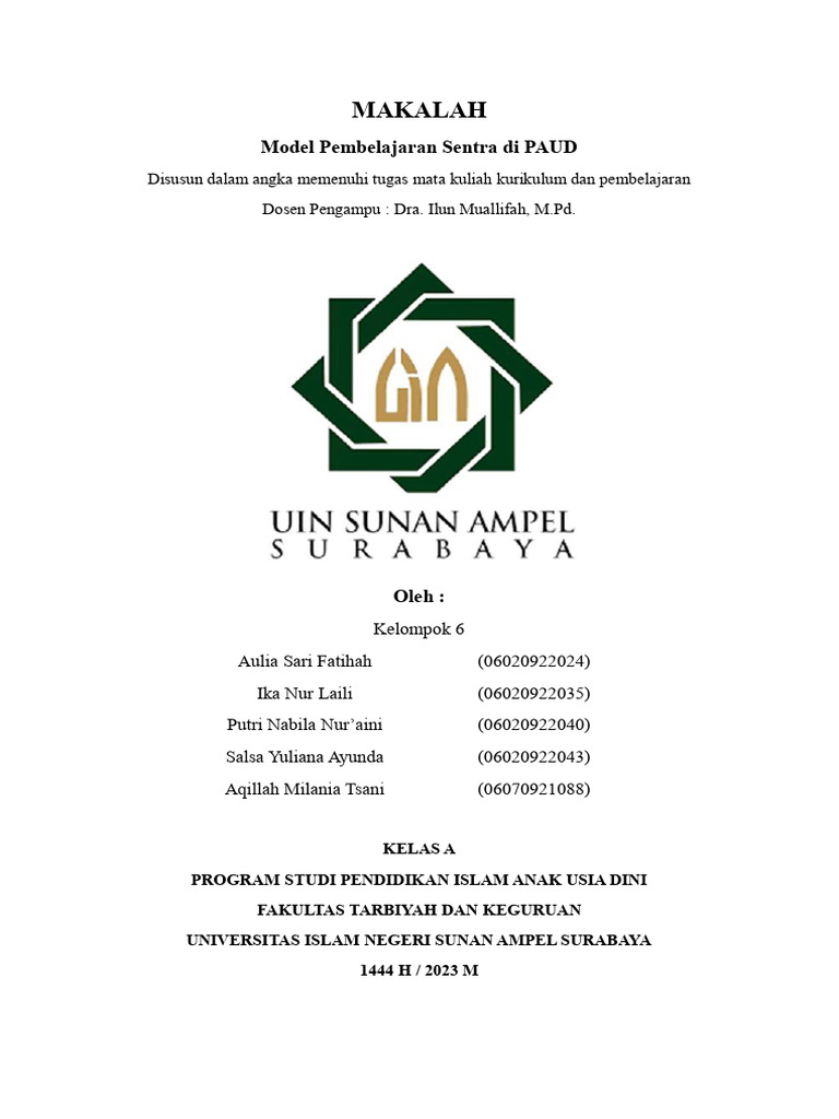 k6 Makalah Kurikulum Dan Pembelajaran | PDF | Karier & Perkembangan | Pengembangan Diri