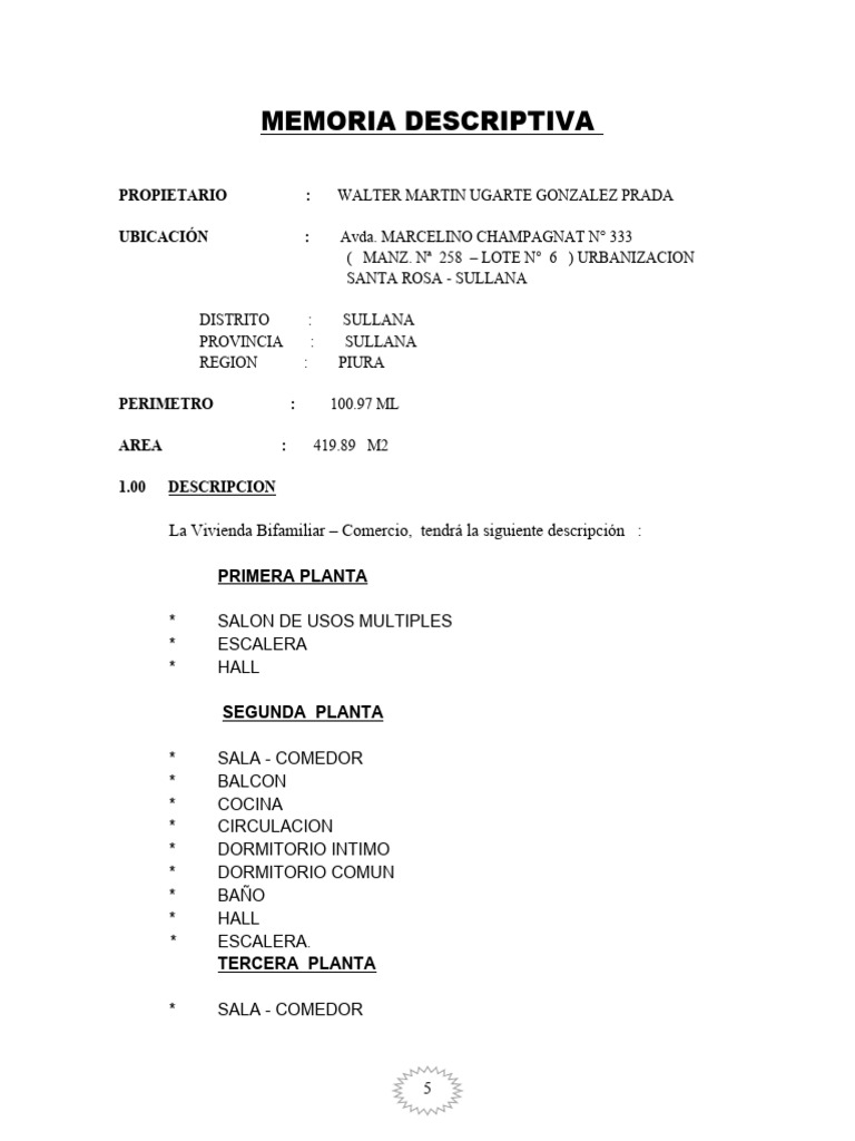 Memoria Descriptiva Farmacia | PDF | Materiales de construcción | Materiales