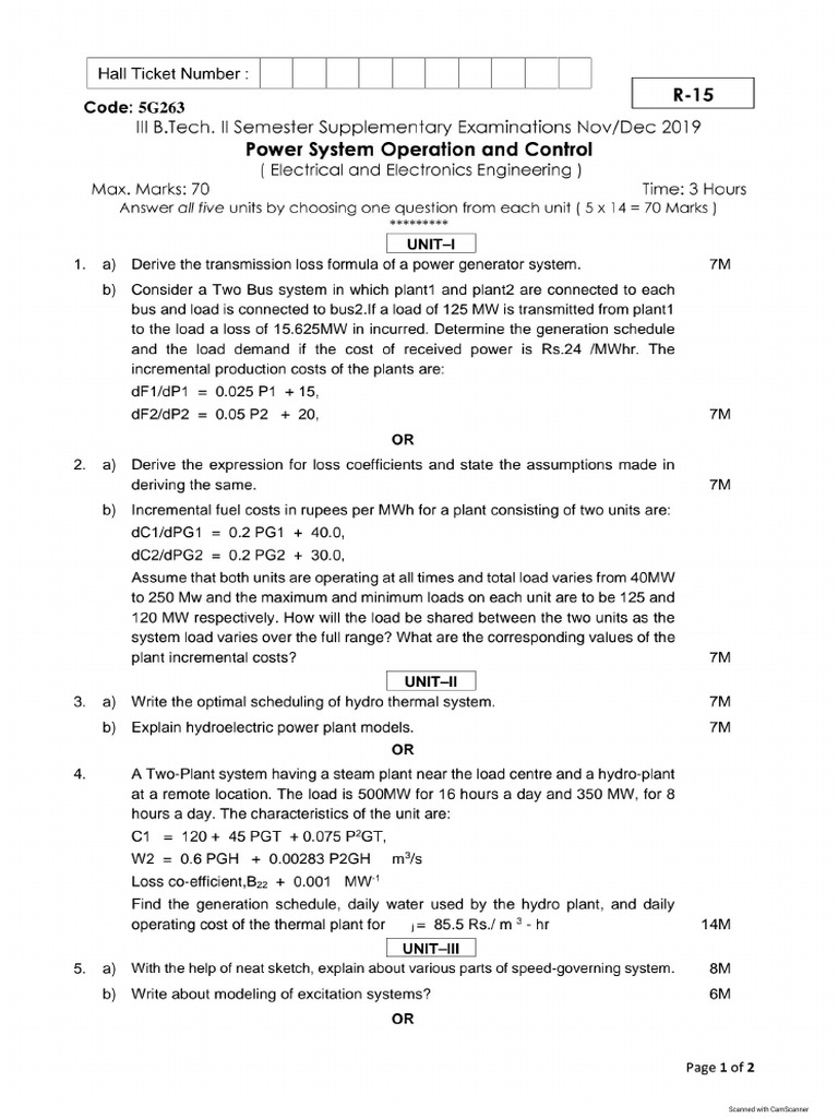 Power System Operation And Control Pdf