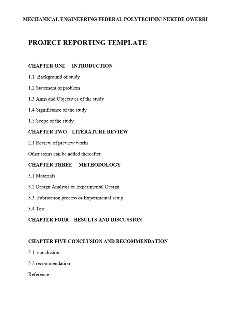 Project Reporting Format | PDF