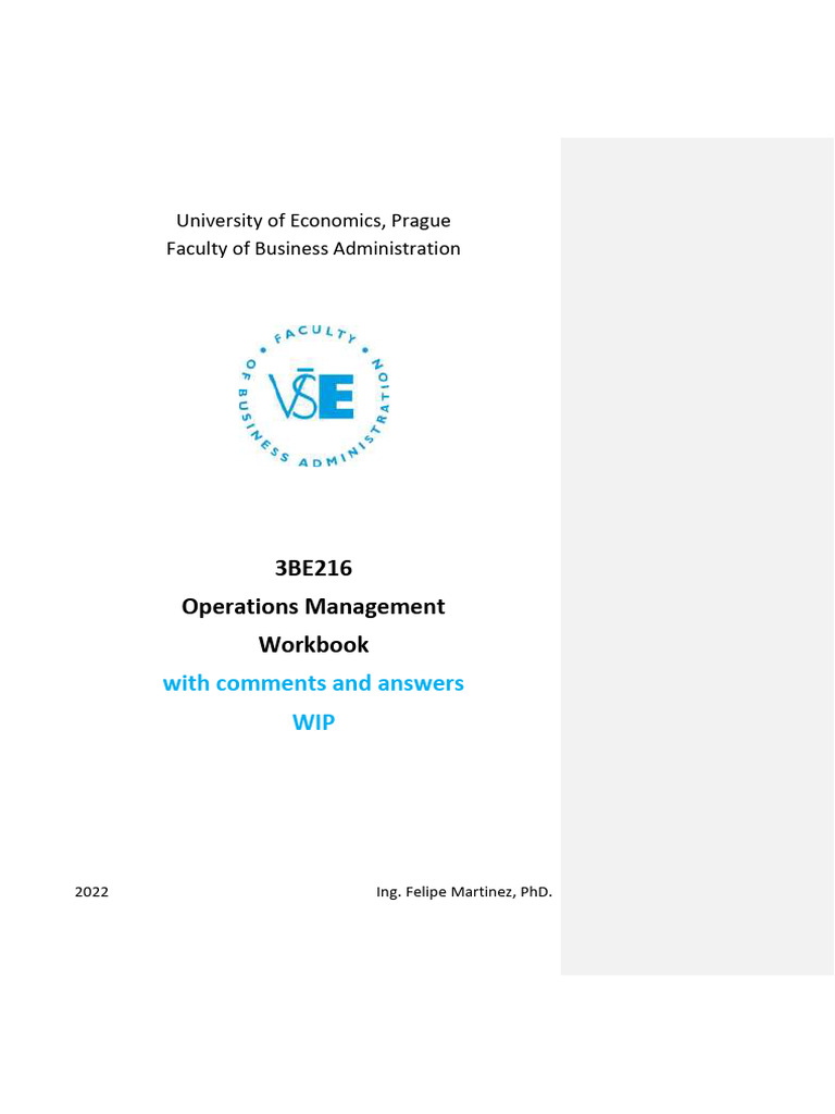 Operations Management Workbook 2022 | PDF | Warehouse | Numerical Control