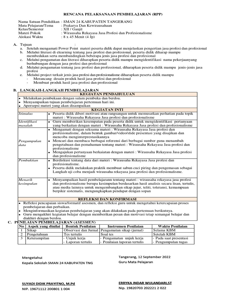 RPP PKWU Kelas 12 | PDF