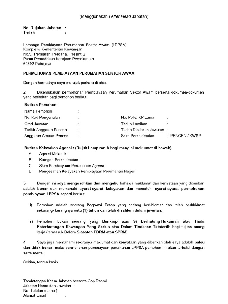 Surat Permohonan Pembiayaan LPPSA | PDF | Bisnis | Pengelolaan Keuangan ...