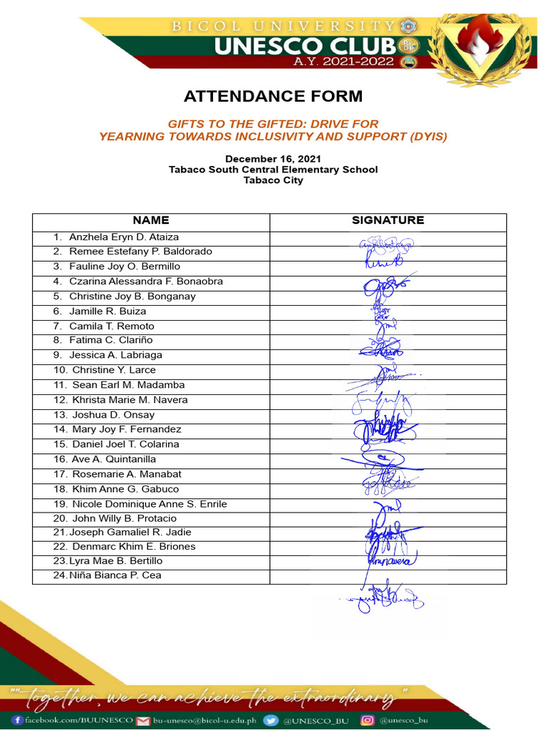 Attendance Form | PDF