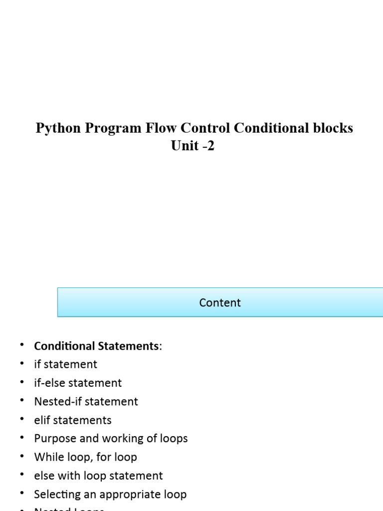 Unit-2 Notes Python | PDF | Control Flow | Boolean Data Type Unit-2 Notes Python | PDF | Control Flow | Boolean Data Type