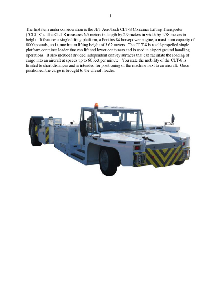 JBT AeroTech CLT-8 Container Transporter | PDF | Business | Computers