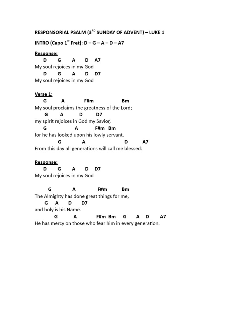 Responsorial Psalm 3RD Sunday Advent | PDF
