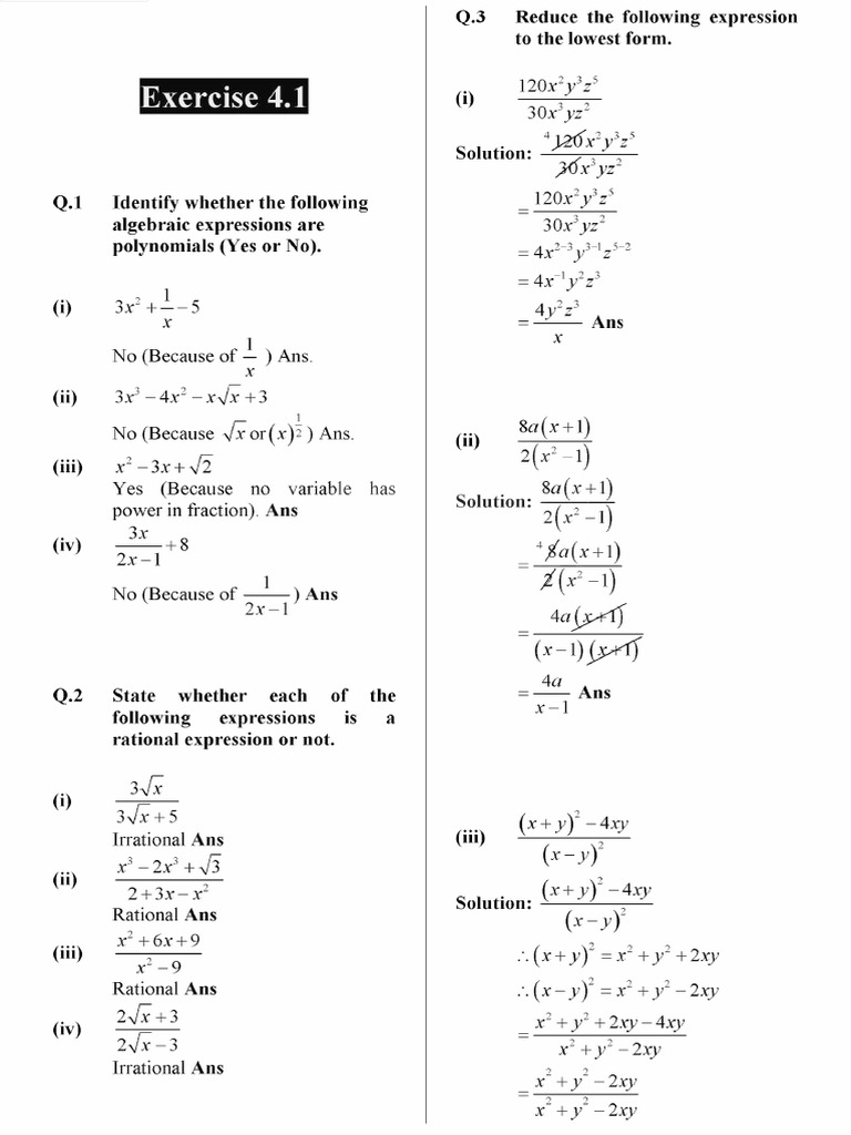 9th Math CH 4 Ex 4.1 | PDF
