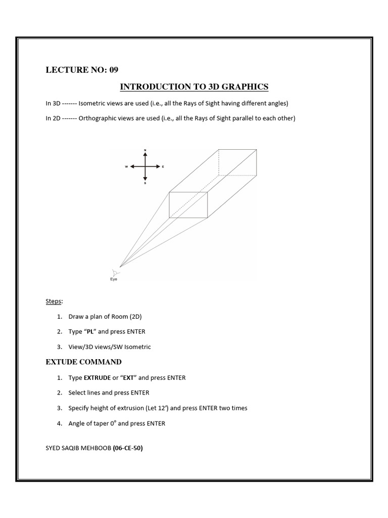 AutoCAD 3D | PDF | Cartesian Coordinate System | Extrusion