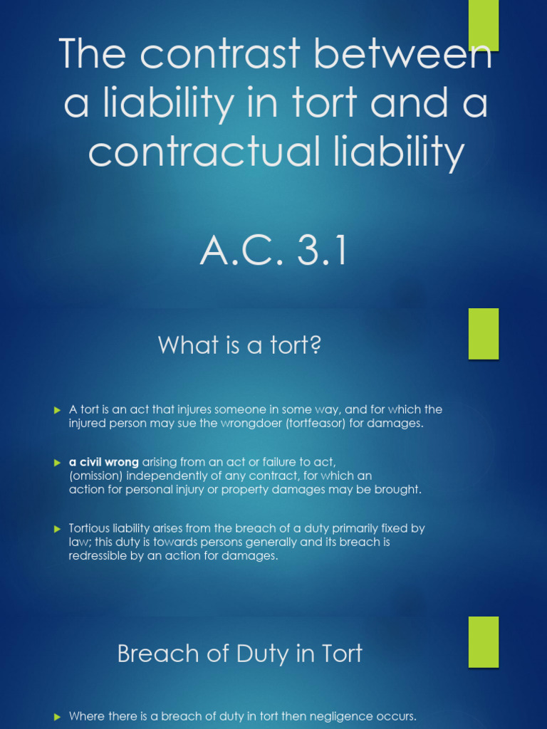 Tort Versus Liability | PDF | Tort | Negligence