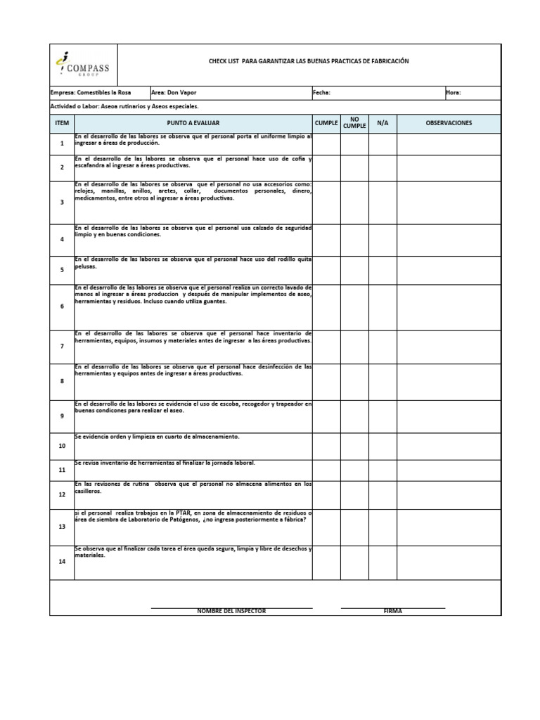 Check List para Garantizar Las BPF | PDF