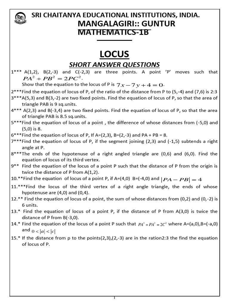 Maths-1b Imp (Chaitanya) | PDF | Line (Geometry) | Triangle