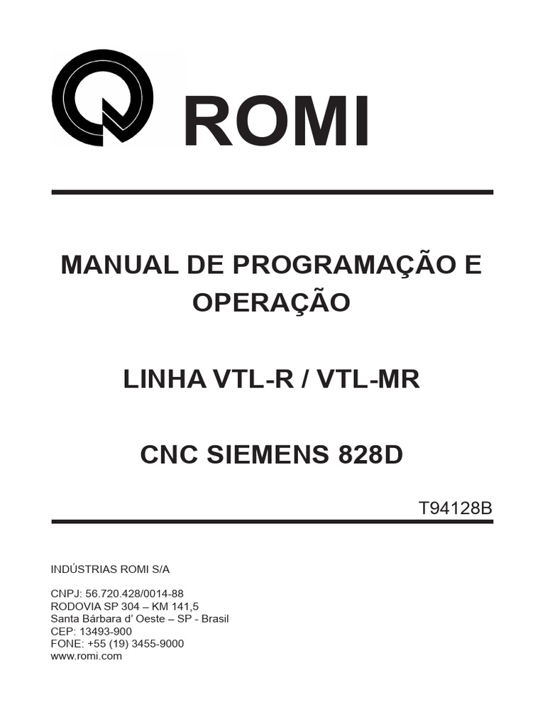 Manual de Programação e Operação CNC VTL-R - VTL-MR - Siemens 828d ...