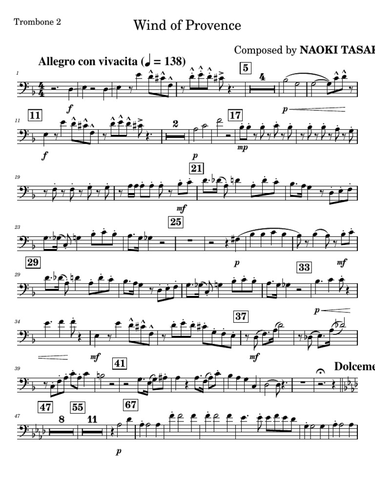 Wind of Provence for Trombone 2 | PDF